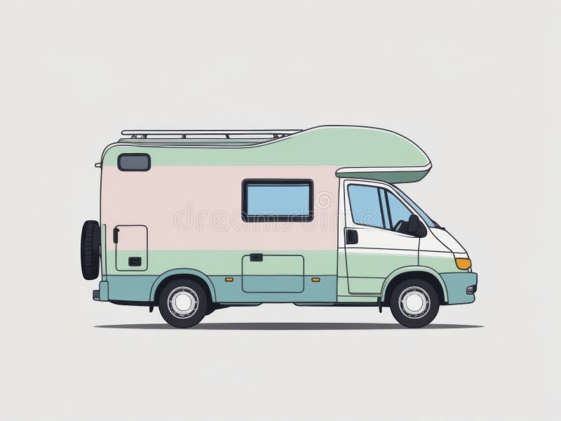 Stylized Camper Van Side View Stock Illustration - Illustration of ...