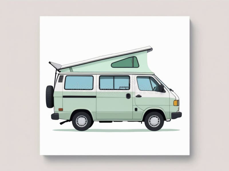Stylized Camper Van Side View Stock Illustration - Illustration of ...