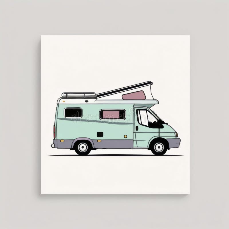 Stylized Camper Van Side View Stock Illustration - Illustration of ...