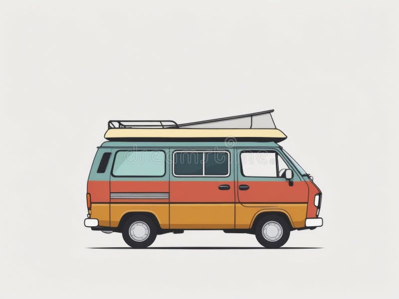 Stylized Camper Van Side View Stock Illustration - Illustration of ...