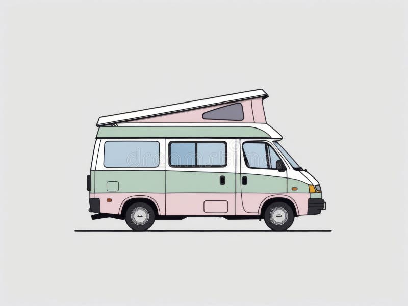 Stylized Camper Van Side View Stock Illustration - Illustration of ...