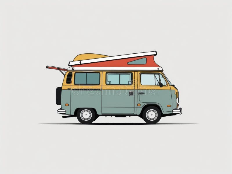 Stylized Camper Van Side View Stock Illustration - Illustration of ...
