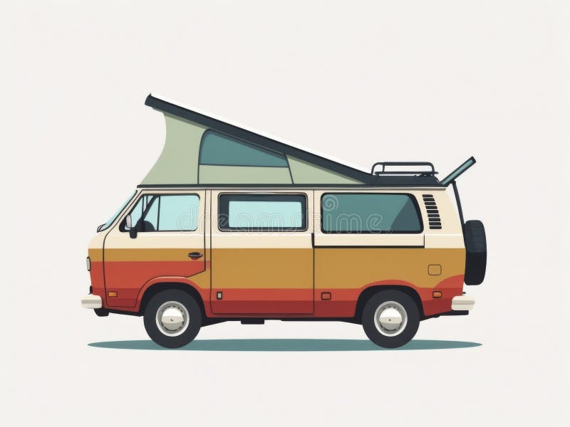 Stylized Camper Van Side View Stock Illustration - Illustration of ...