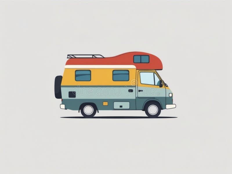 Stylized Camper Van Side View Stock Illustration - Illustration of ...