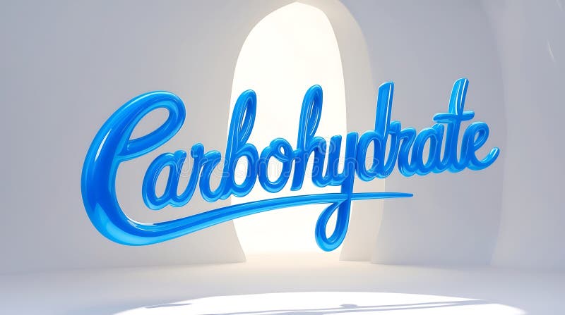 Stylized Carbohydrate in Fluid Typography on a Vibrant Background Stock ...