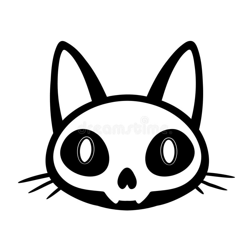 Stylized Cartoon Cat Skull Head Stock Vector - Illustration of evil ...