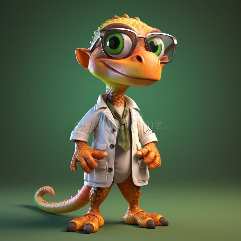 Stylized Cartoon Compsognathus: 3d Game Character Design Stock ...