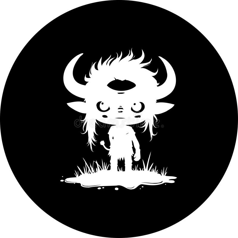 A Stylized Cartoon Creature Standing in a Dark Void, with an Isolated ...