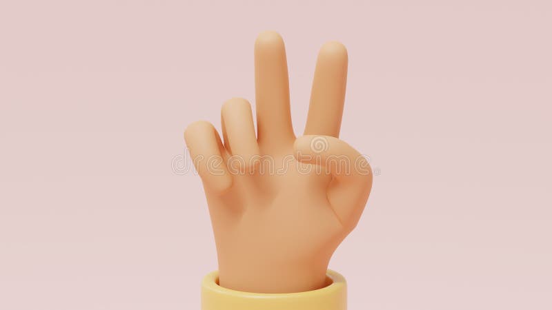 Stylized Cartoon 3D Rendering Hand Gesture. Gesture of Victory, Cheers ...