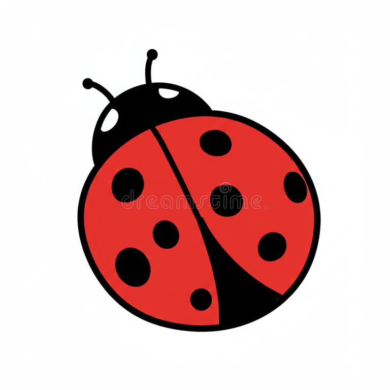 Stylized Cartoon Ladybug with a Red, Oval-shaped Shell Featuring Black ...