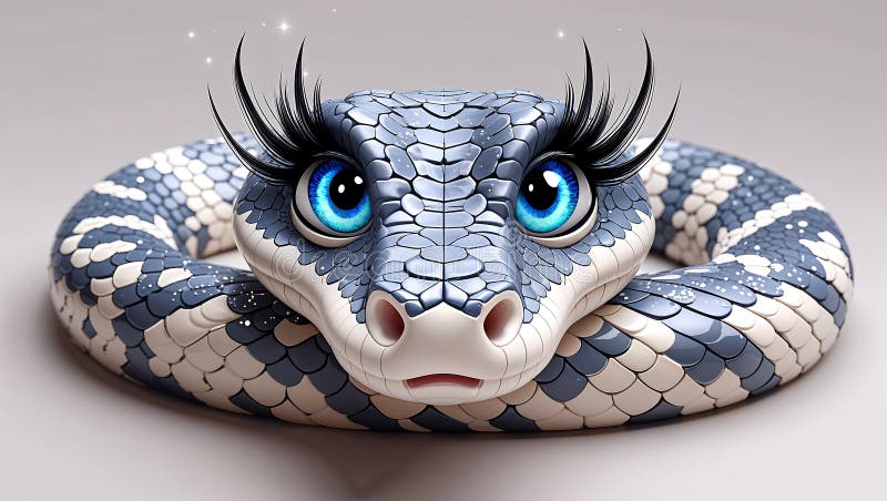 Cartoon-Like Stylized Snake with Exaggerated Features in Circular Coil ...