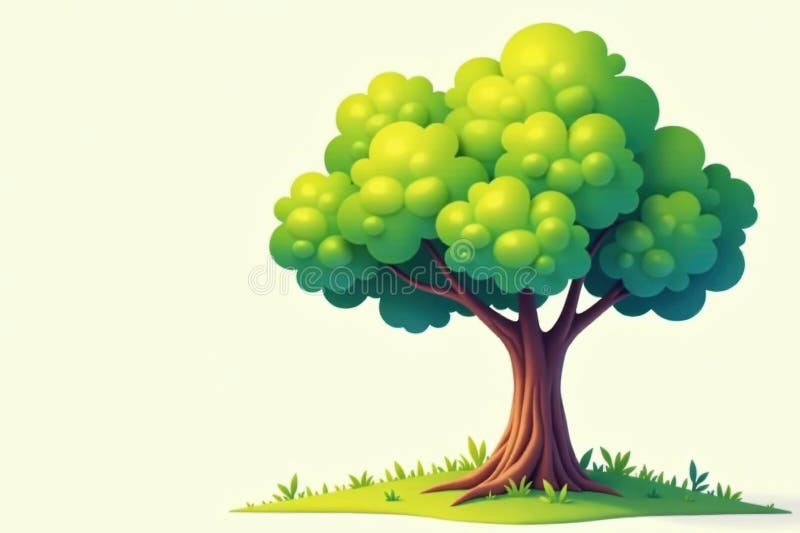 Stylized Cartoon Tree, Simple Lines, Bold Colors, Playful Shape , Funny ...