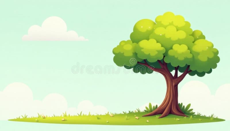 Stylized Cartoon Tree, Simple Shapes, Bold Outlines , Background ...