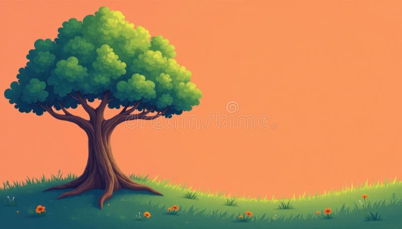 Stylized Cartoon Tree, Simple Shapes, Bold Outlines , Shapes, Tree ...