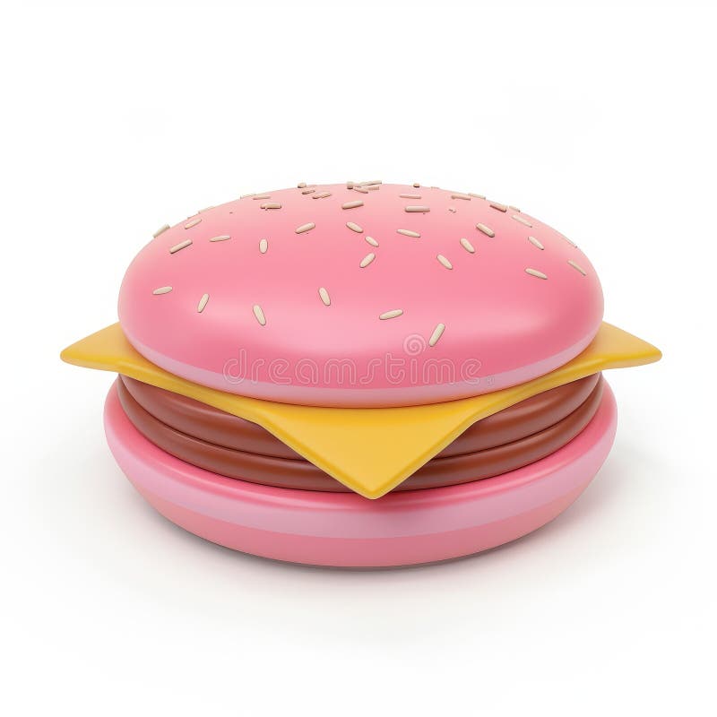 Pink Glazed Burger, 3D Render, Sweet Dessert Treat Stock Illustration ...
