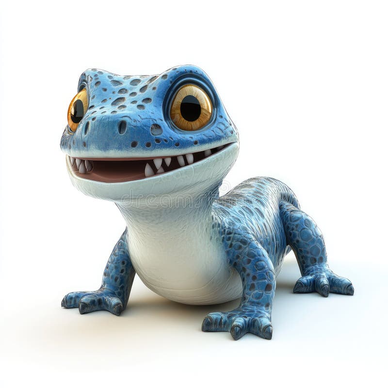 Cheerful Blue Gecko Cartoon Character Posing Stock Illustration ...