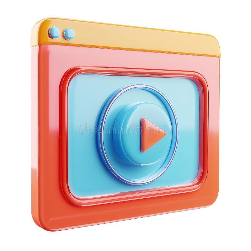 3D Render of Colorful Play Button Icon on Website Stock Illustration ...