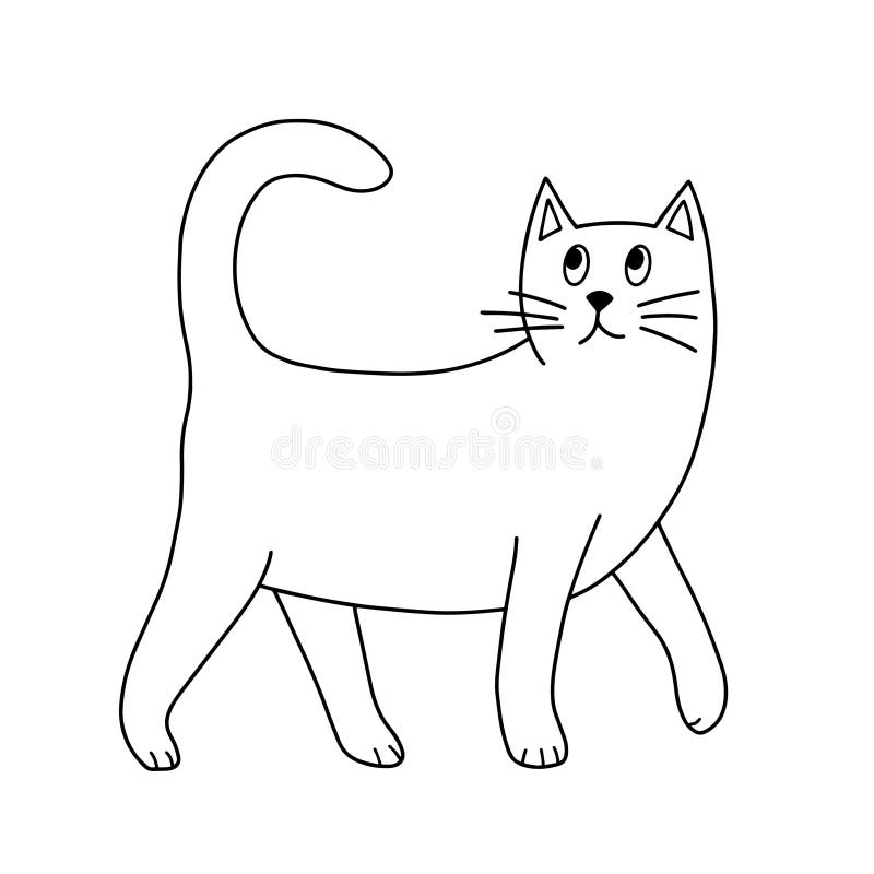 Stylized Cat Character. Outline Drawing for Coloring Stock Vector ...