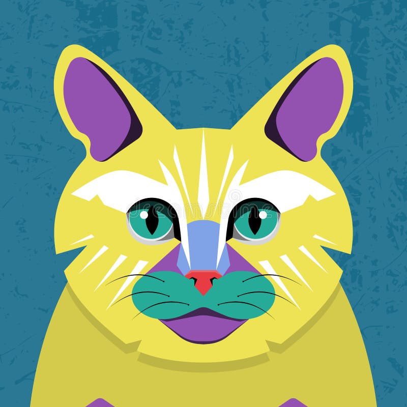Stylized Cat Face, Vector Illustration Stock Vector - Illustration of ...