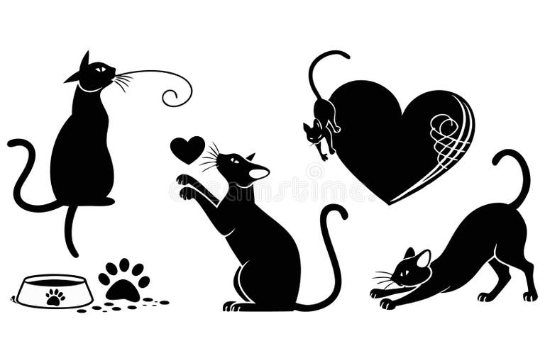 169 Cat Vector Silhouette Set Stock Photos - Free & Royalty-Free Stock ...
