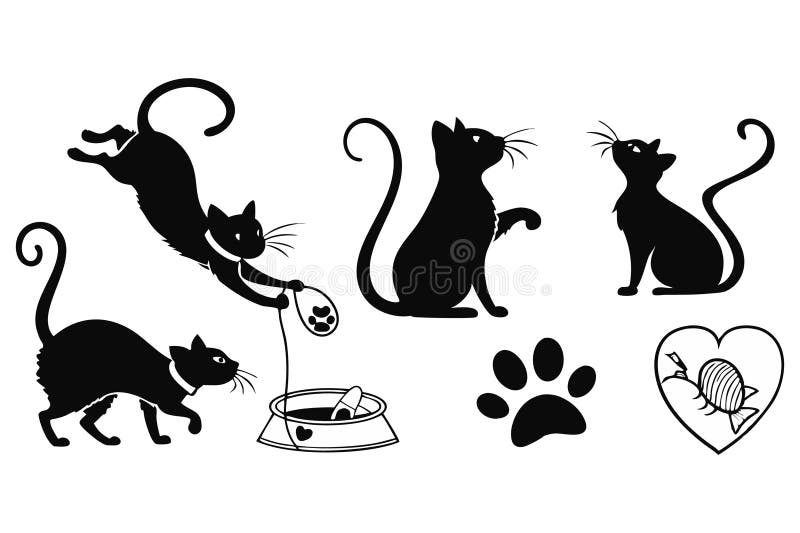 169 Cat Vector Silhouette Set Stock Photos - Free & Royalty-Free Stock ...