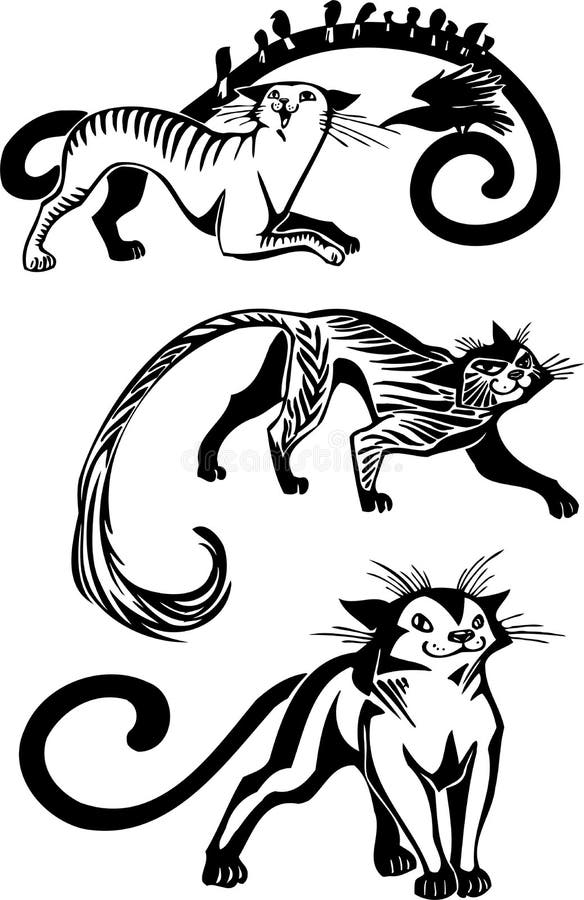 Stylized Cats - Elegance and Graceful Cats. Stock Vector - Illustration ...