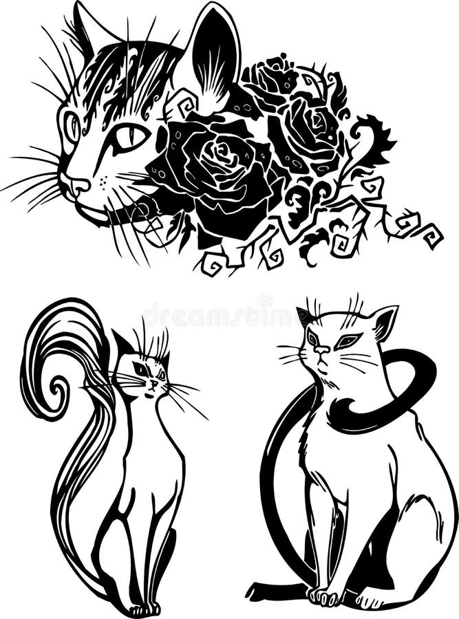 Stylized cats stock illustration. Illustration of kitten - 35195530