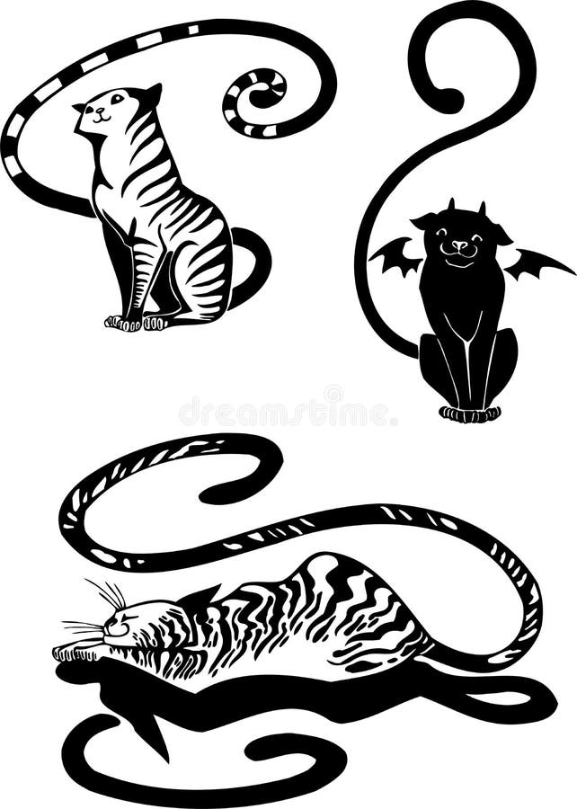 Stylized cats stock illustration. Illustration of kitten - 35195530