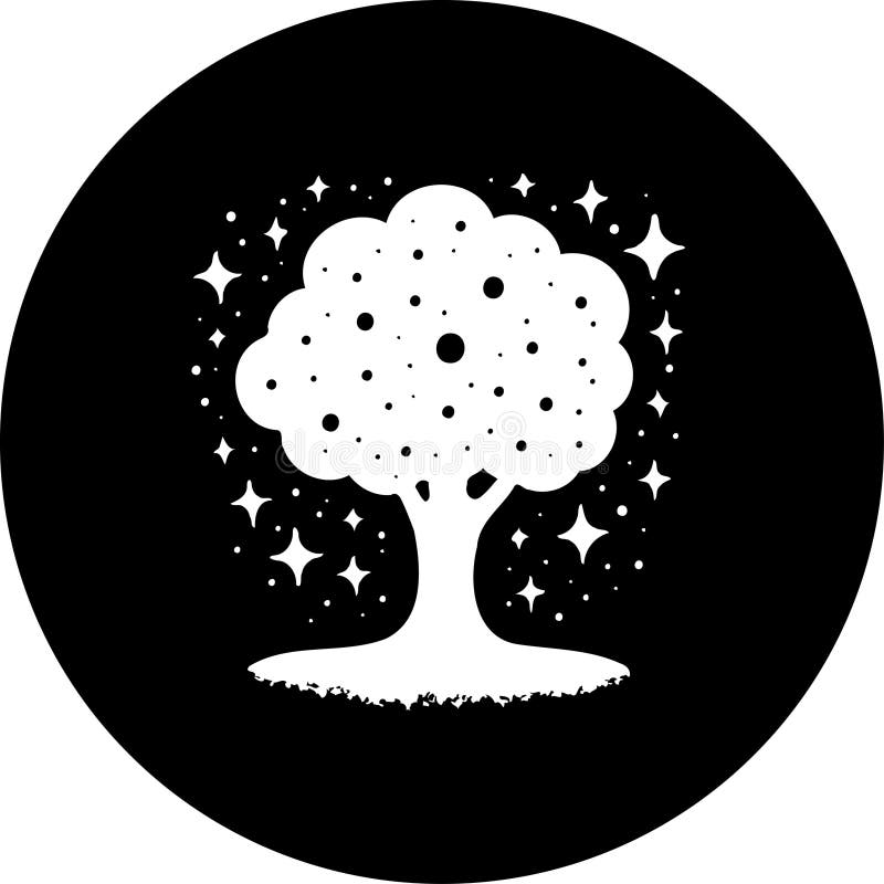 Stylized Celestial Tree Emblem Against a Dark Backdrop in Simple Vector ...