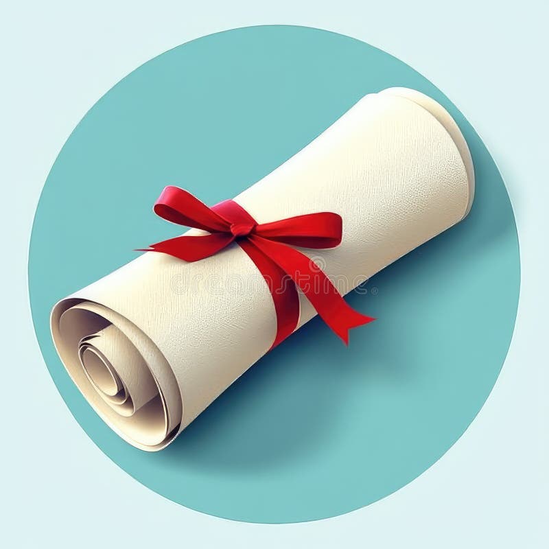 Stylized Certificate or Diploma with Red Ribbon Stock Image - Image of ...