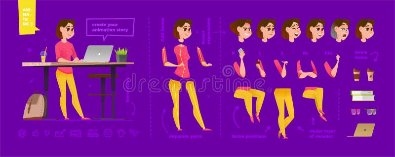 Stylized Characters Set for Animation Stock Vector - Illustration of ...
