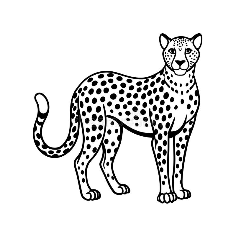 Stylized Cheetah for Creative Linocut Arts Stock Image - Illustration ...