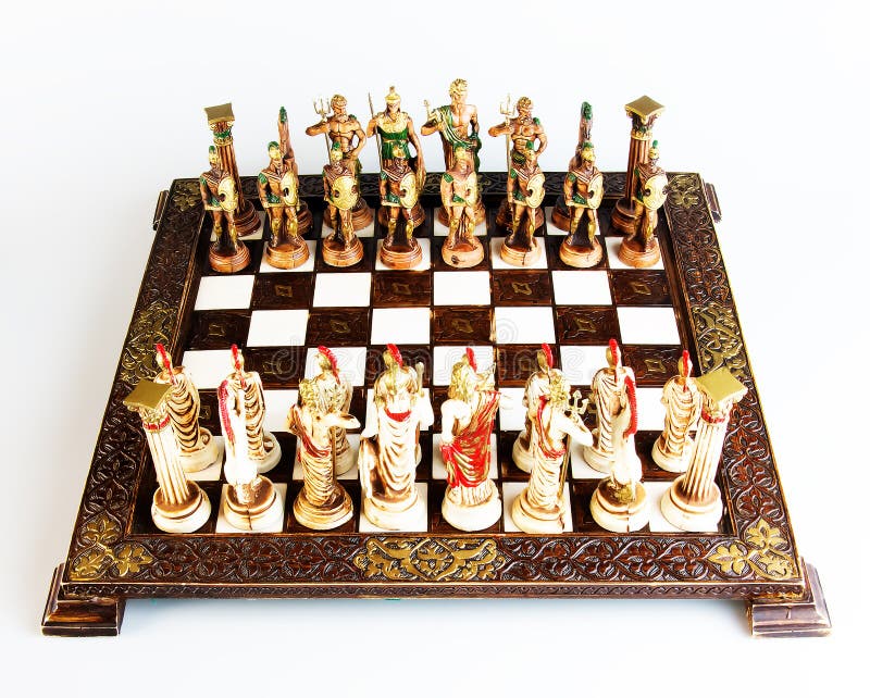 Stylized Chess. Chessboard with White and Black Pieces in Front of the ...