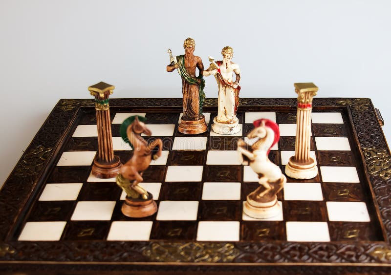 Stylized Chess. Chessboard with White and Black Pieces Stock Image ...