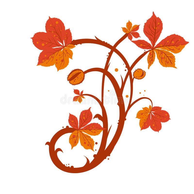 Stylized Chestnut Leaves Decorative Element Stock Vector - Illustration ...