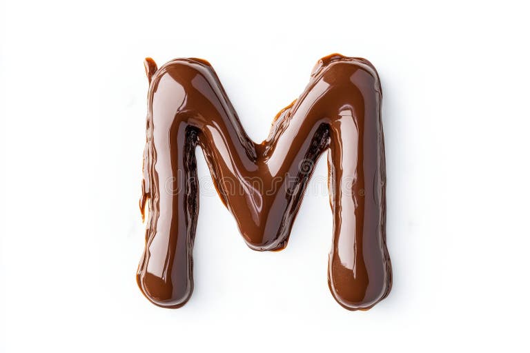 Stylized Chocolate Drizzle Shaped Like the Letter M on White Background ...