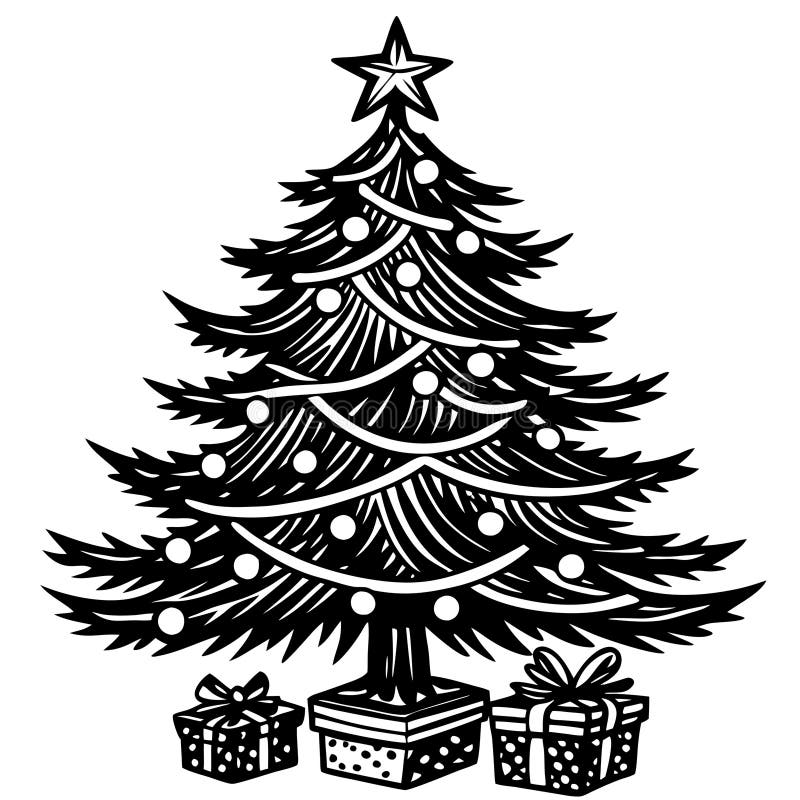 A Stylized Christmas Tree is Adorned with Intricate Swirls and Snow ...