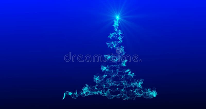 Stylized Christmas Tree with Falling Fireworks from Snowflakes, Stock ...