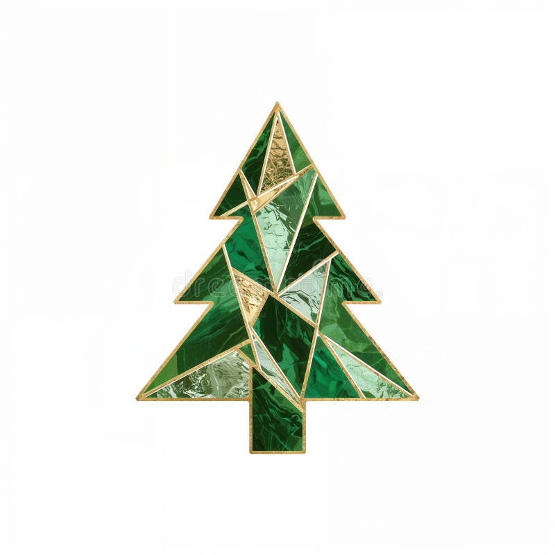 Stylized Christmas Tree Logo in Stained Glass Mosaic on White ...