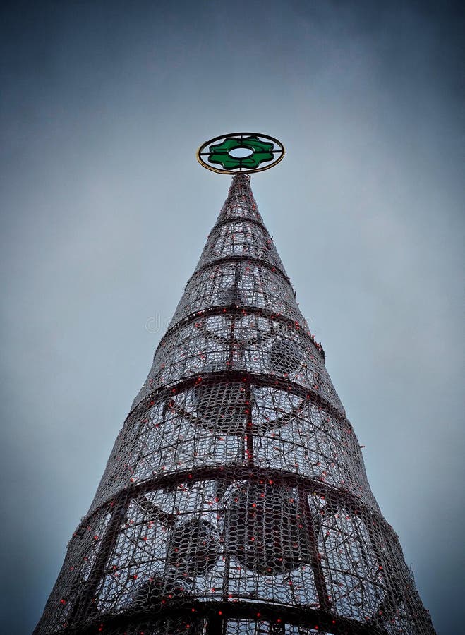 Stylized Christmas Tree on a Metal Structure Stock Photo - Image of ...