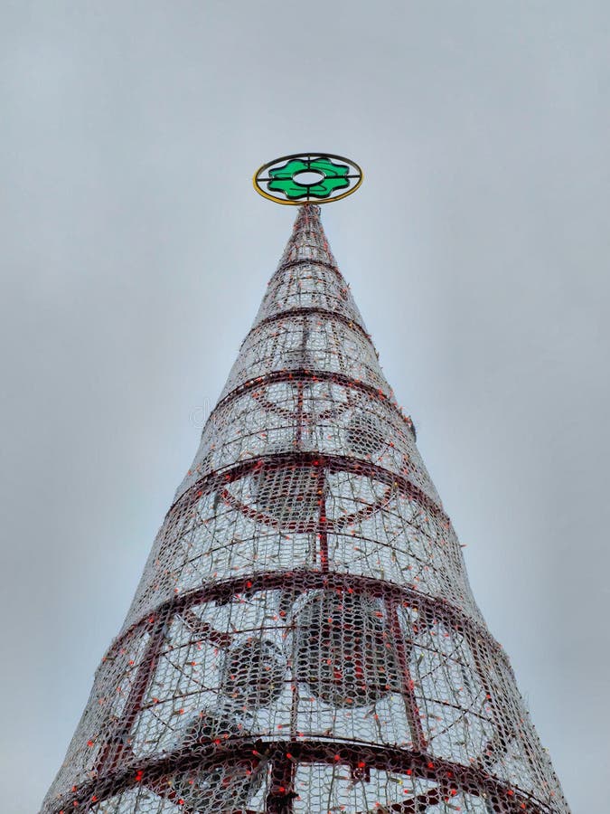 Stylized Christmas Tree on a Metal Structure Stock Photo - Image of ...
