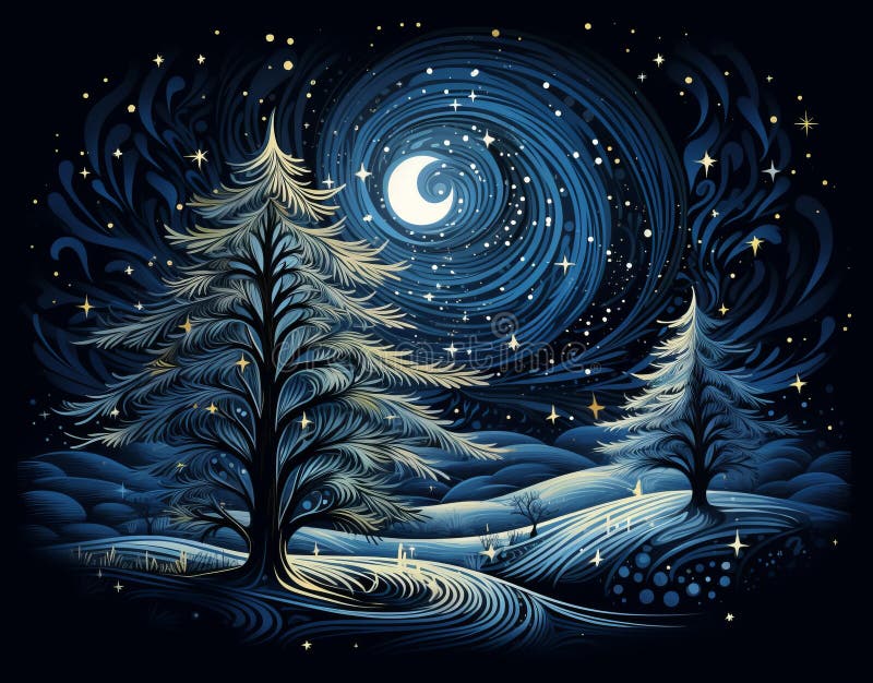 Stylized Christmas Tree Night Scene Stock Photo - Image of xmass, scene ... Stylized Christmas Tree Night Scene Stock Photo - Image of xmass, scene ...
