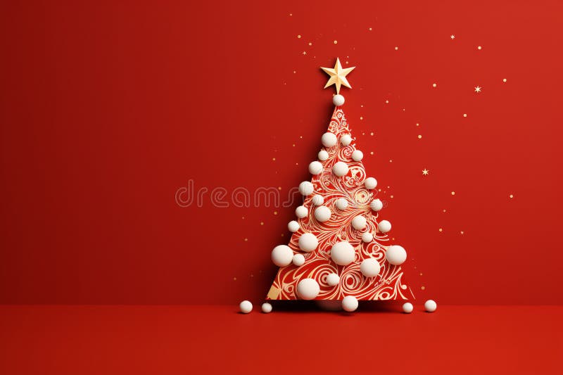 Stylized Christmas Tree on Red Background Stock Illustration ...