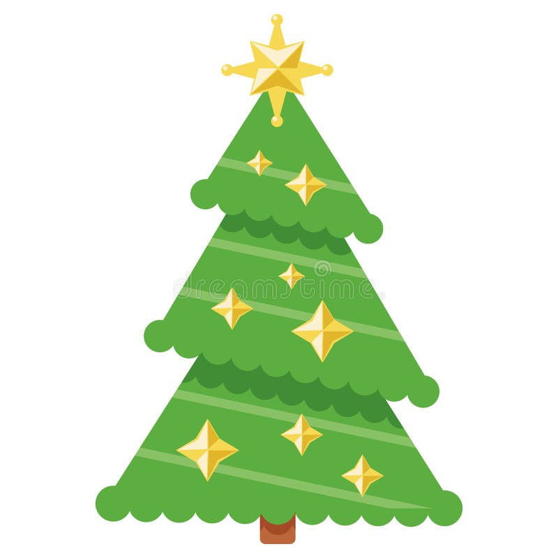 Stylized Christmas Tree with Star Decorations Vector Illustration Stock ...