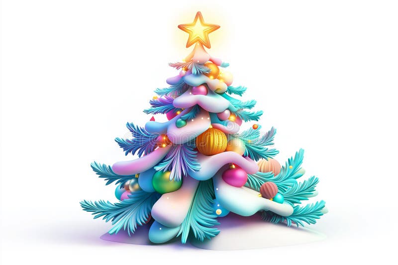 Stylized Christmas Tree with Vibrant Colors Stock Illustration ...