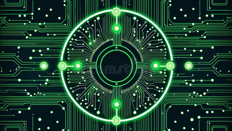 Stylized Circuit Board Design with Symmetrical Circular Layout Stock ...