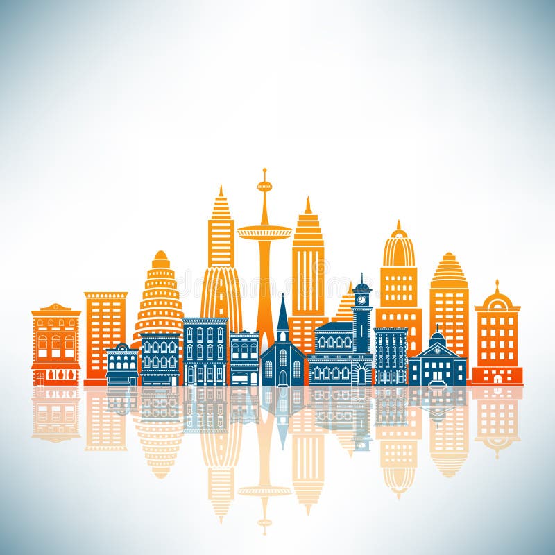 Stylized city stock illustration. Illustration of blue - 33246591