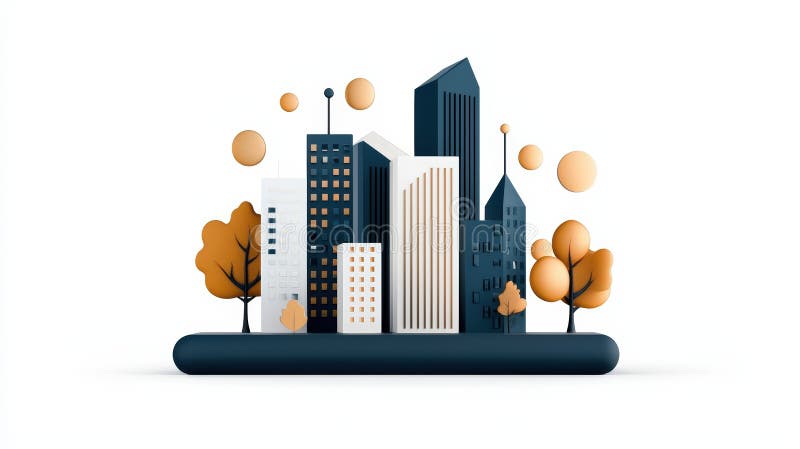 Stylized City Skyline with Warm Colors Stock Illustration ...