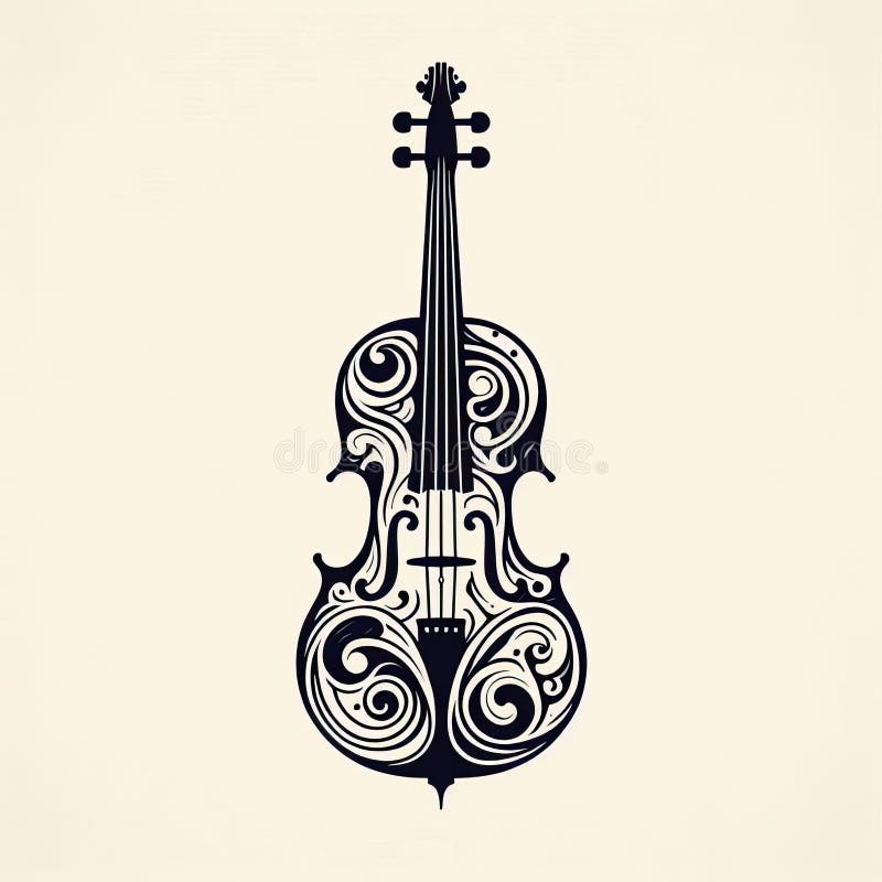 Stylized Classical Violin with Graphic Details Stock Illustration ...