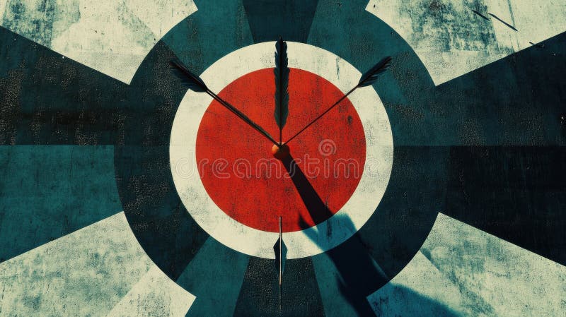 Clock Display Featuring an Archery Target Design with Arrows Casting ...
